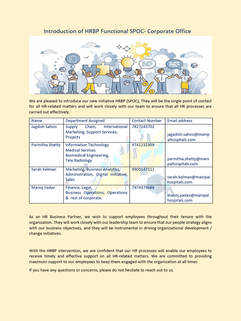 Introduction of HRBP Functional SPOC | PDF