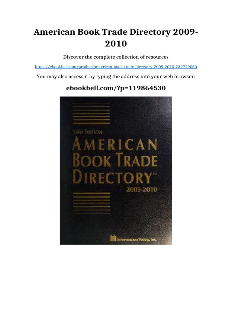 American Book Trade Directory 2009-2010 available full chapters | PDF ...