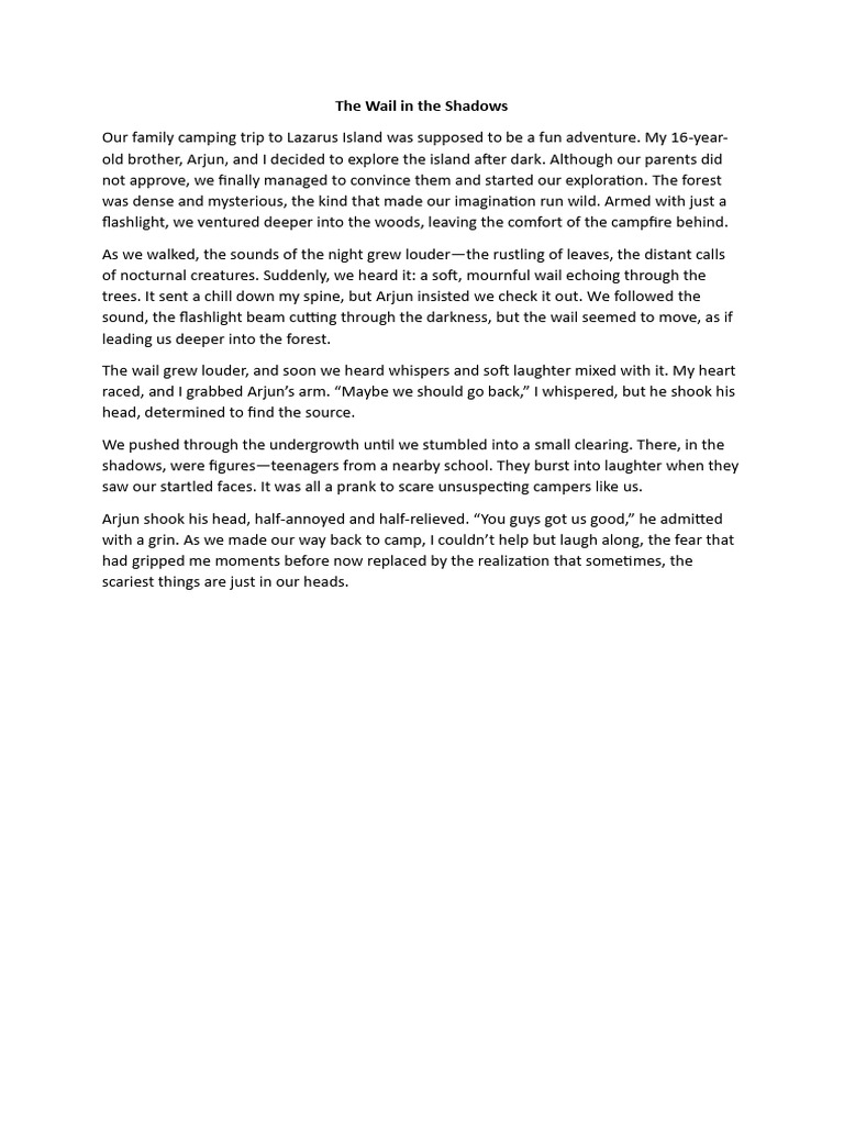 Story Writing-The Wail in the Shadows | PDF