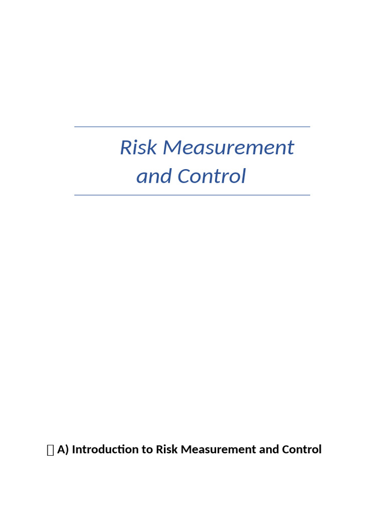 Risk Measurement and Control | PDF | Financial Risk | Risk