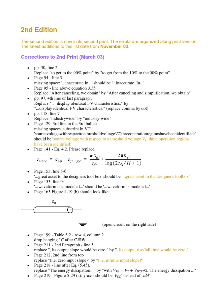 ERRATA Rabaey, Chandrakasan - Digital Integrated Circuits | PDF ...