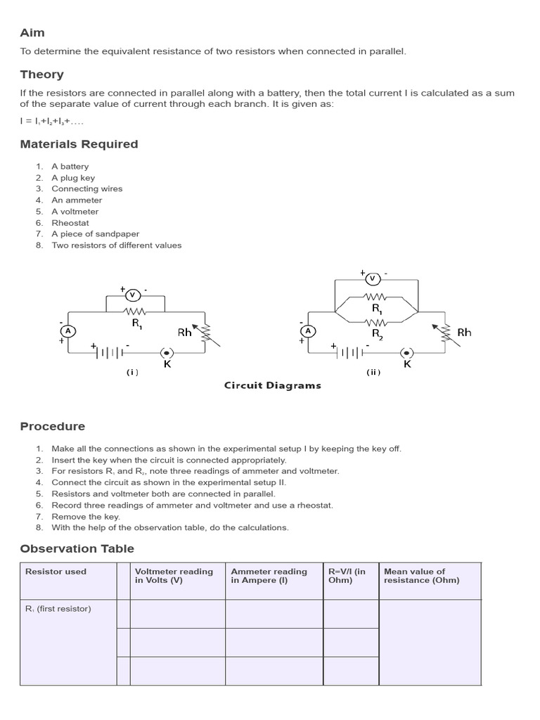 Electricity Practical | PDF | Series And Parallel Circuits | Resistor