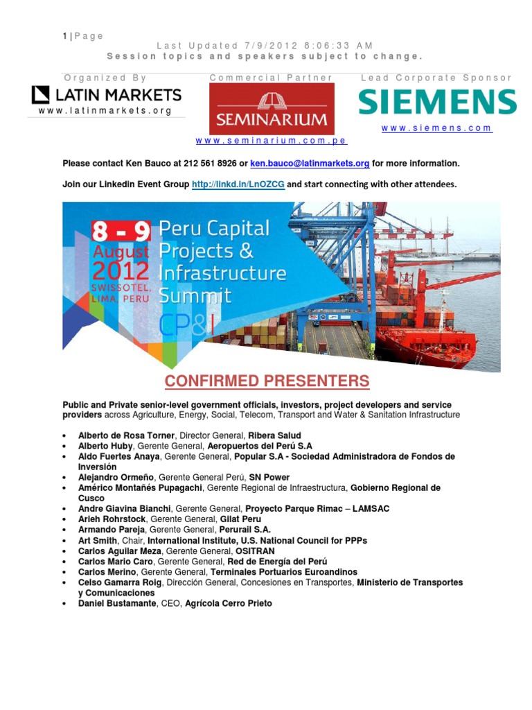 Peru Capital Projects & Infrastructure Summit | PDF | Public–Private ...