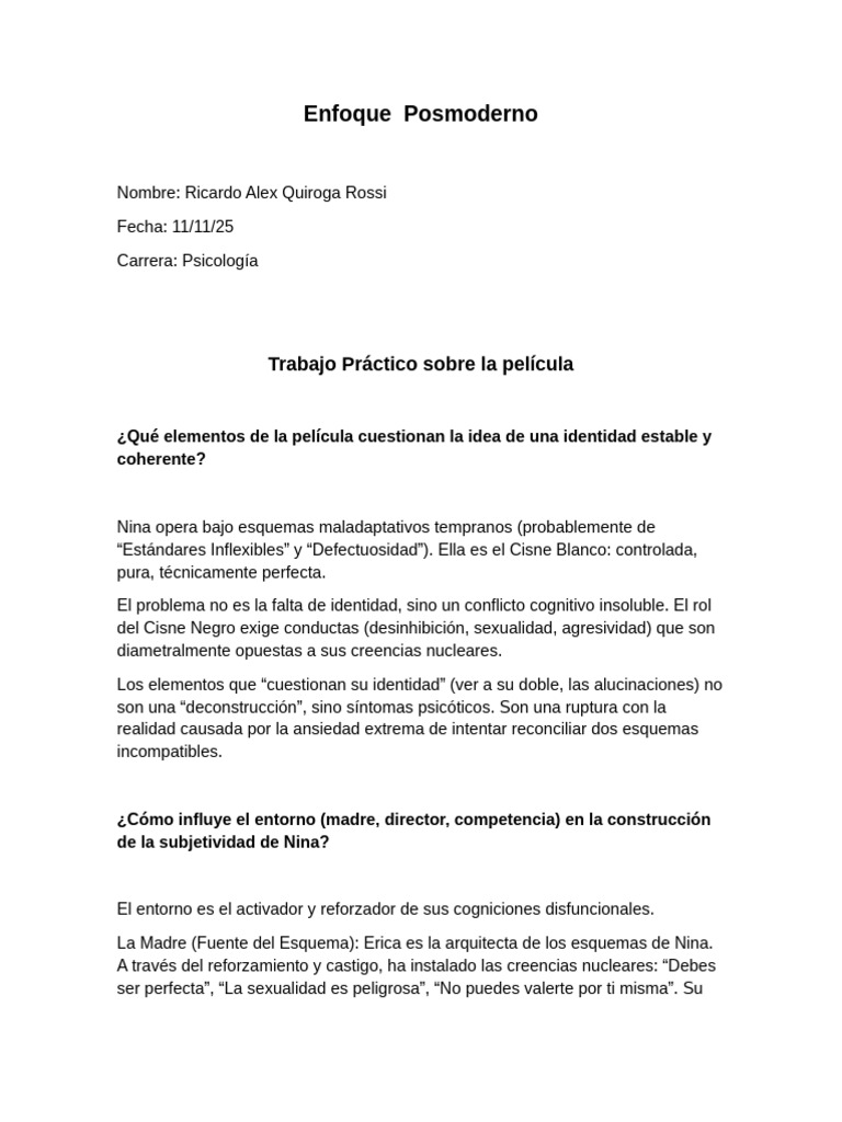 Enfoque Postmoderno Ricardo Quiroga | PDF | Alucinación | Percepción