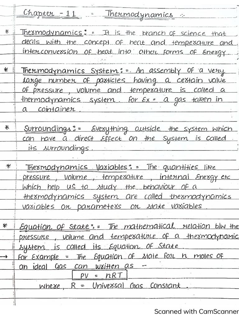 Xi Ch-Thermodynamics Notes2025 | PDF