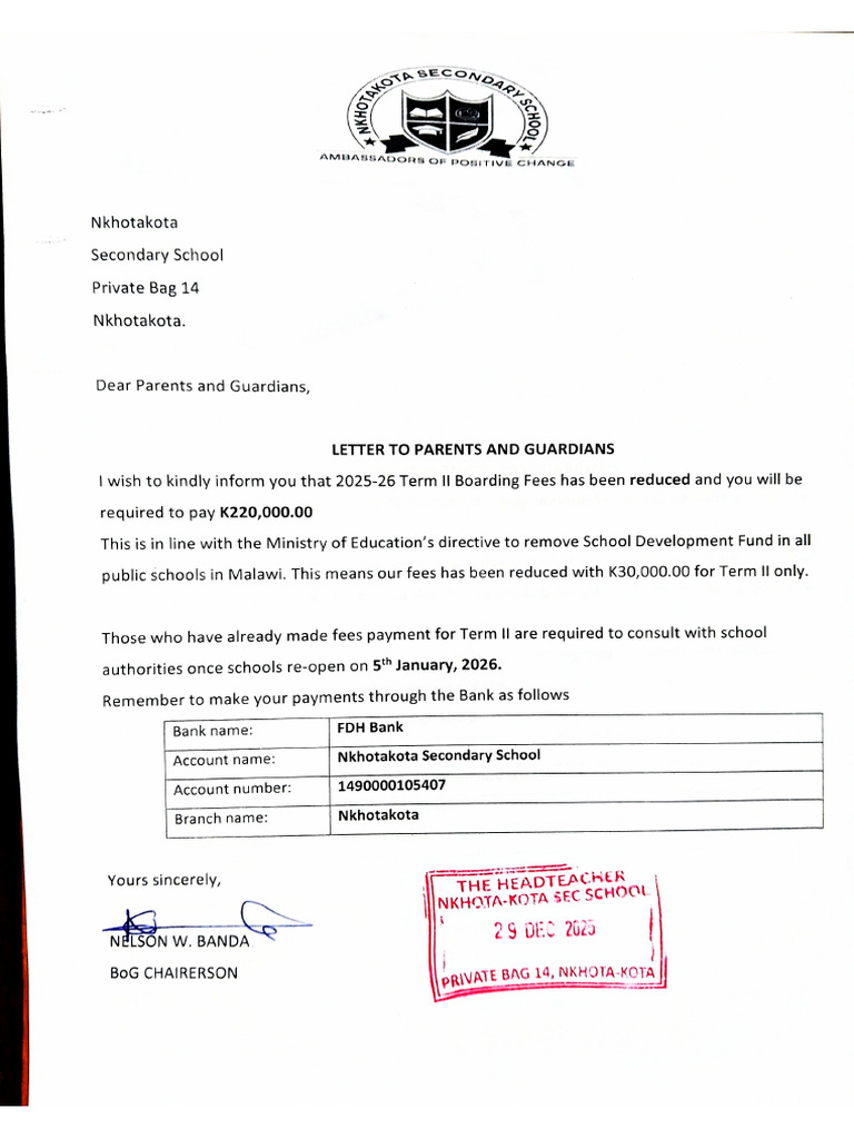 KKSS Letter To Parents Guardians | PDF
