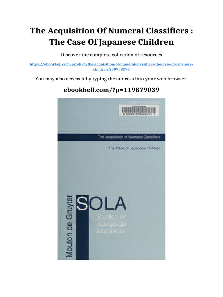 The Acquisition of Numeral Classifiers: The Case of Japanese Children ...