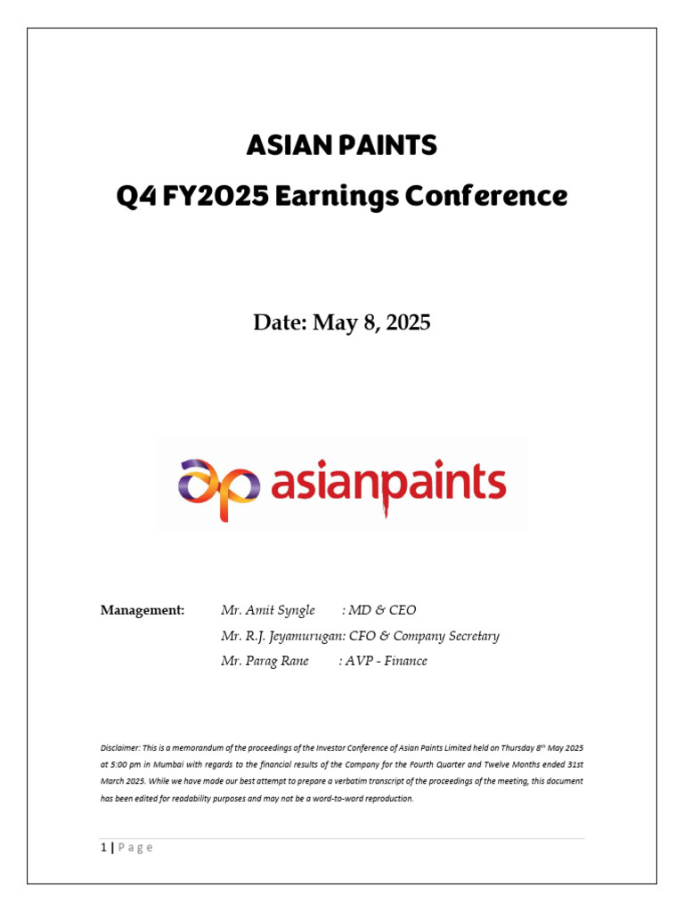 Transcript-Q4 Investor Meet 2025 | PDF | Brand | Pricing