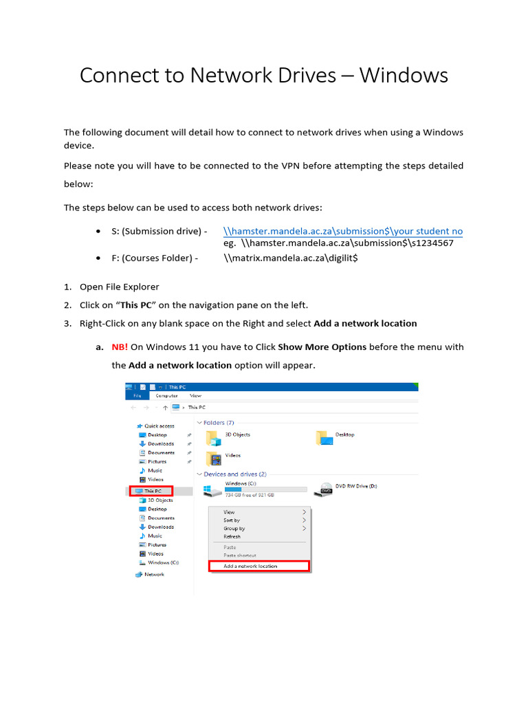 Connect To Network Drives - Windows | PDF