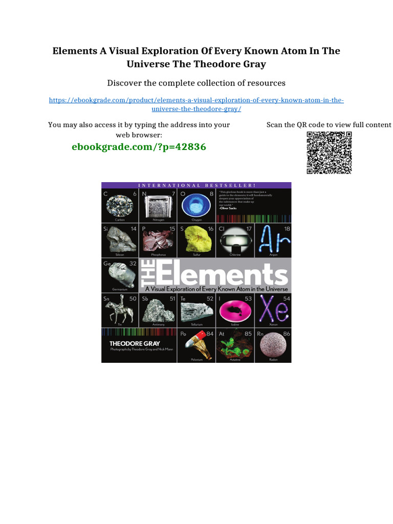 Elements A Visual Exploration of Every Known Atom in the Universe The ...