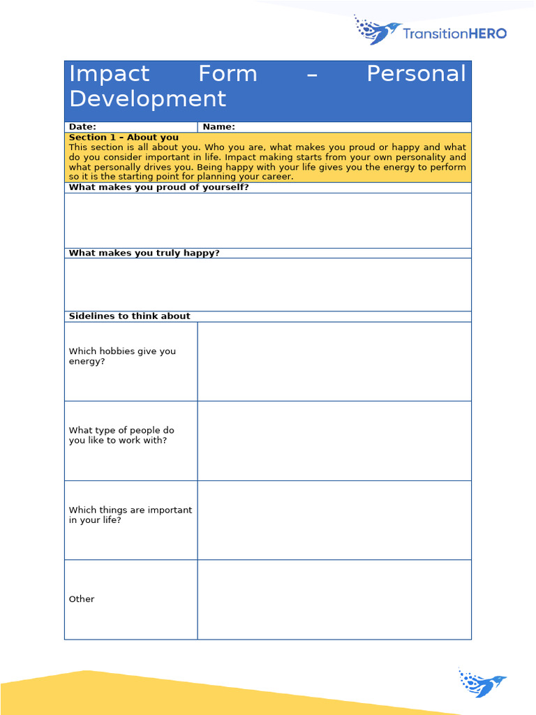 Personal Impact Plan Template - Rev 2.1 Iceberg Update | PDF | Goal ...