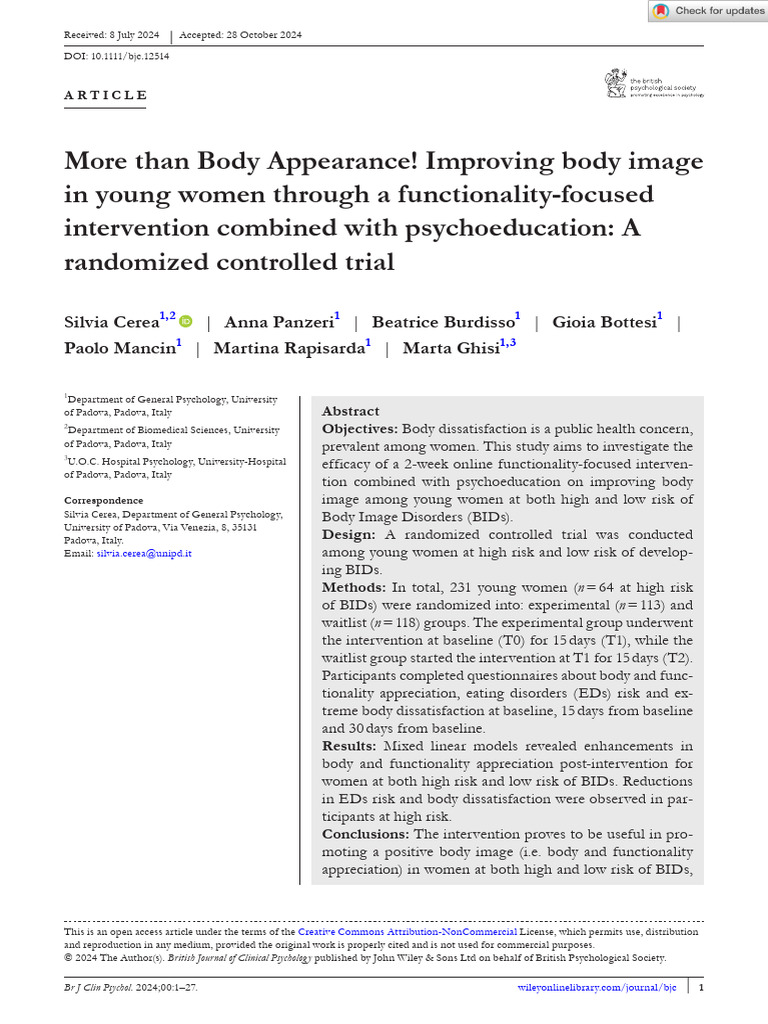 More Than Body Appearance Improving Body Image in Young Women Through A ...