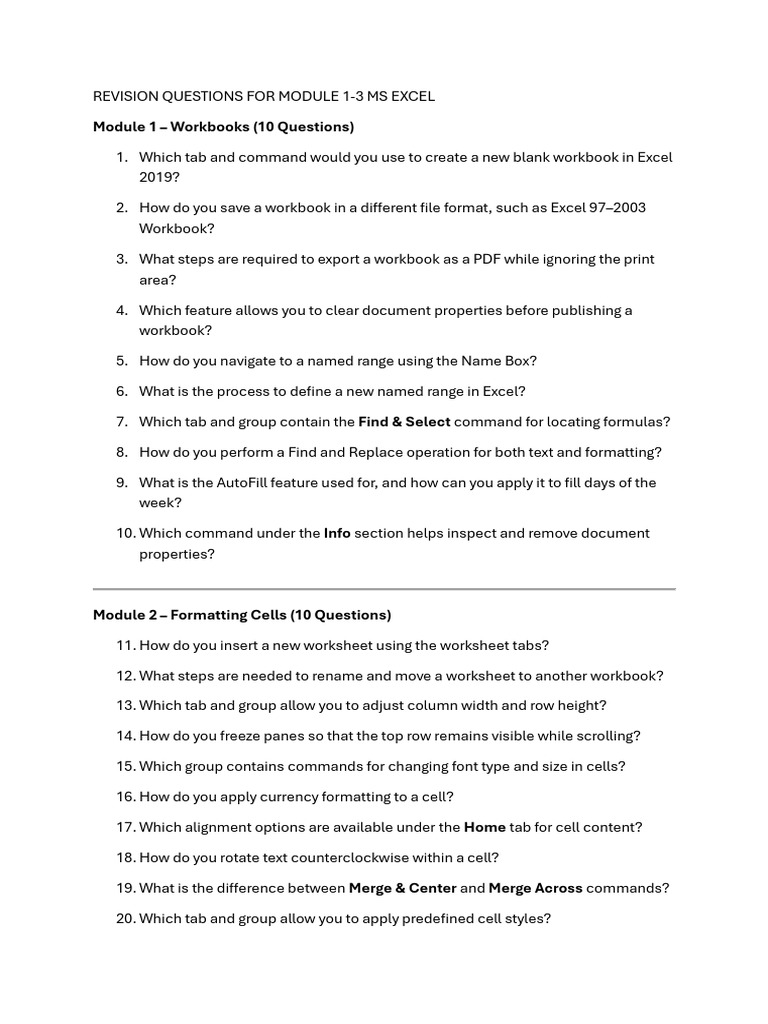 Revision Questions Module 1-3 | PDF