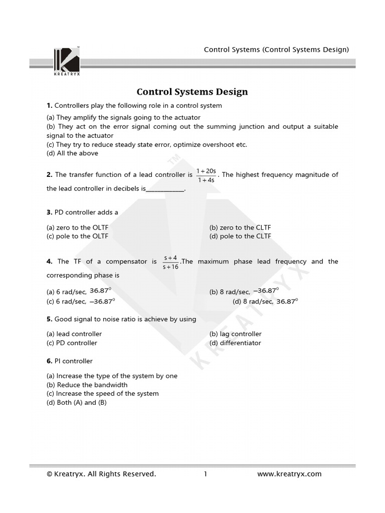 Design Control system Questions | PDF | Electronics ...