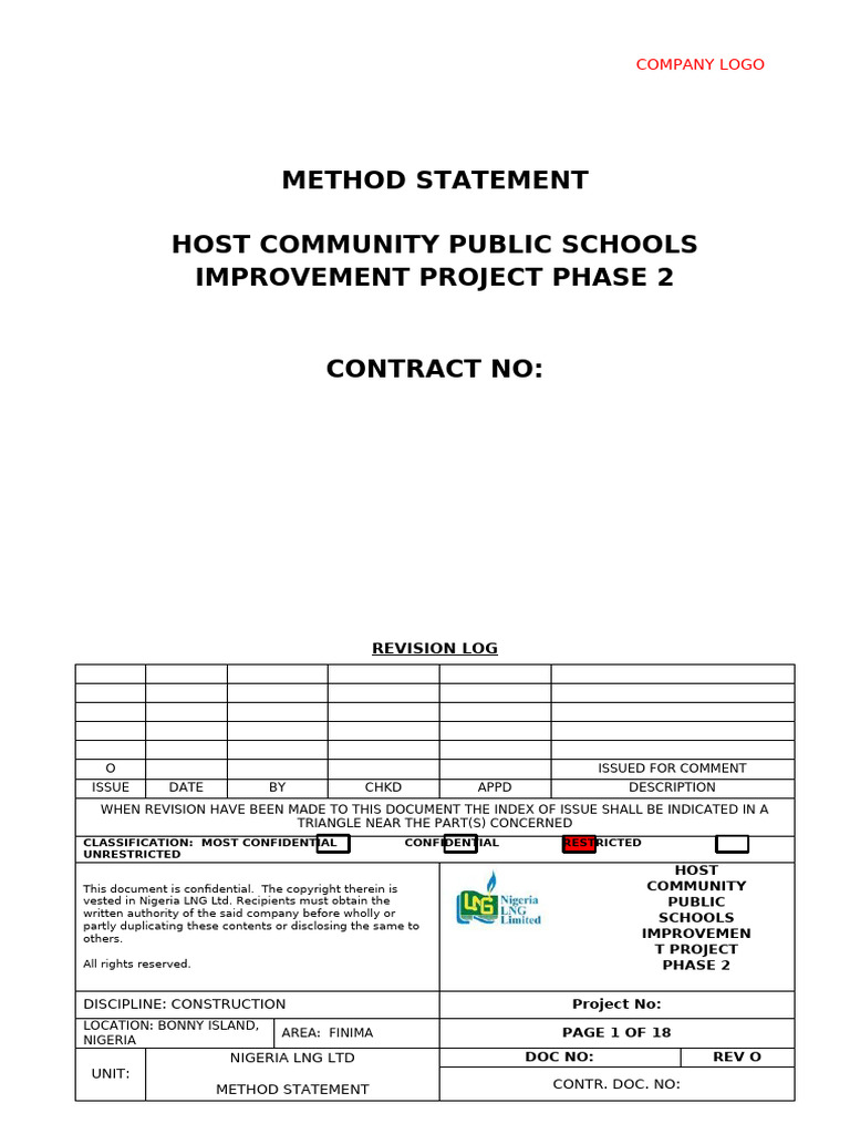 Method Statement Sample Document | PDF | Concrete | Pipe (Fluid Conveyance)