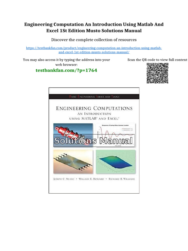 Engineering Computation An Introduction Using MATLAB and Excel 1st ...