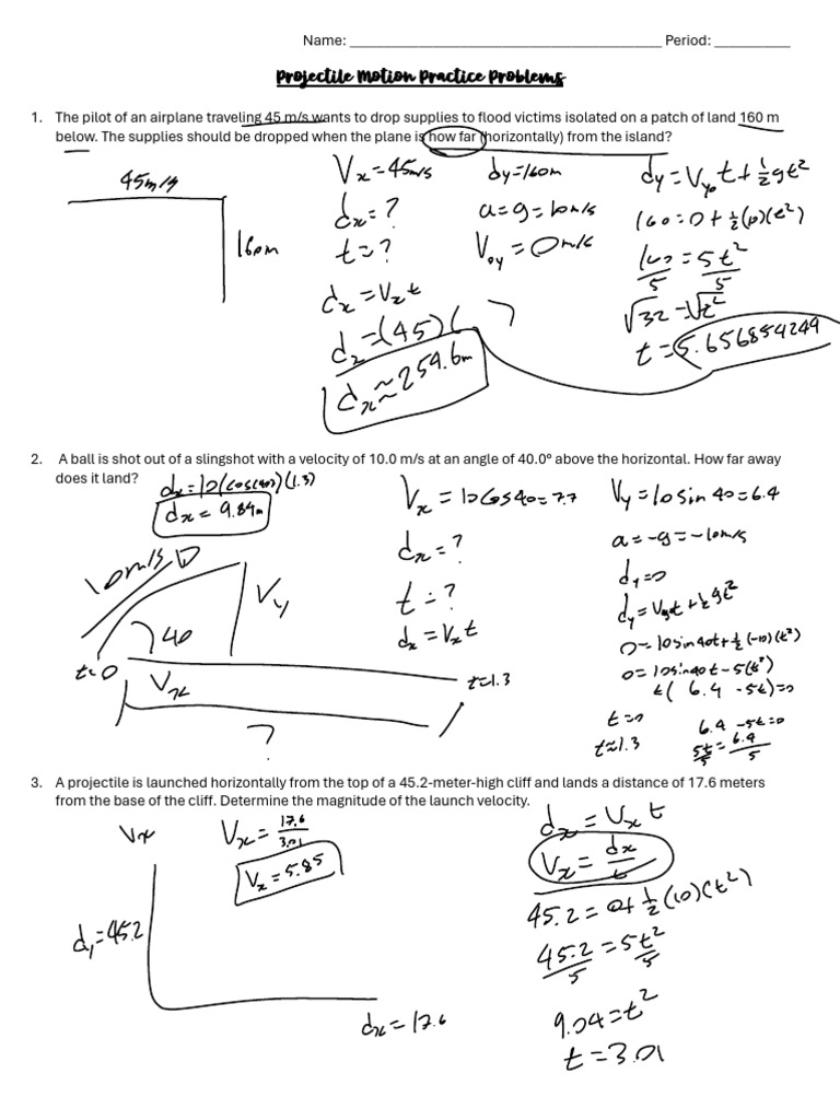 3 Gunn Lee - Projectile Motion Practice Problems | PDF