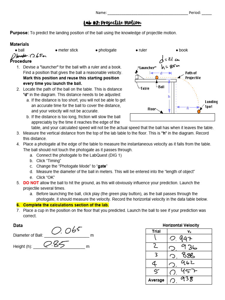 7 Gunn Lee - Lab 2_ Projectile Motion_Photogate | PDF | Projectiles | Speed