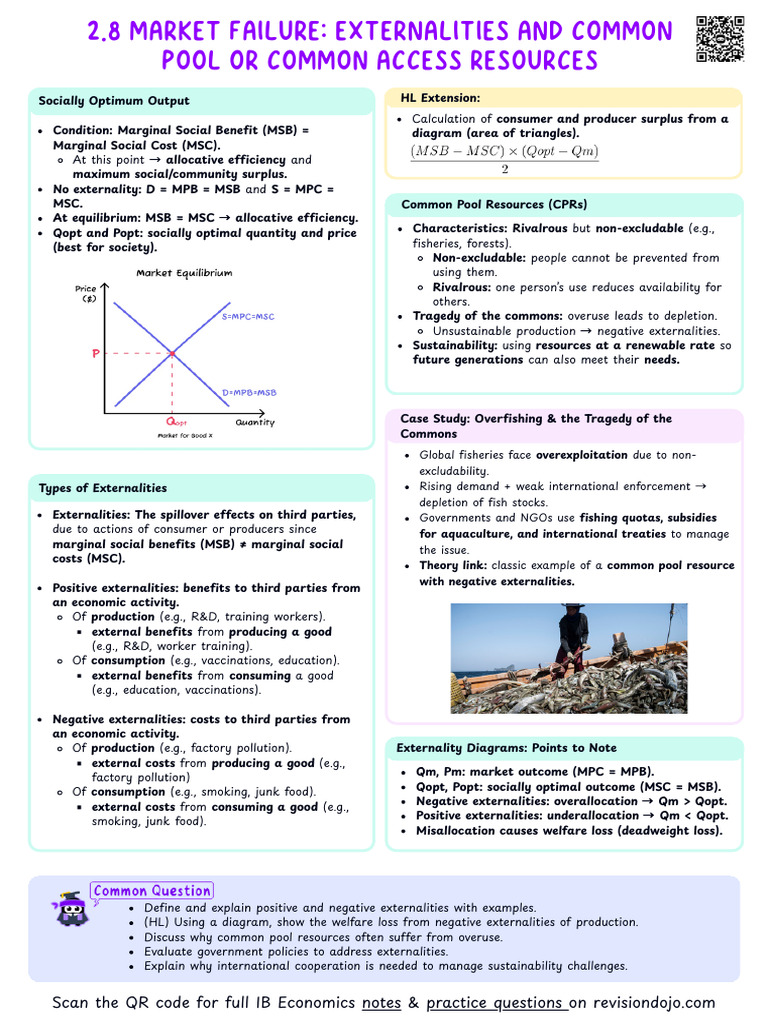 Economics 2.8 Market Failure - Externalities, Common Pool Resources ...
