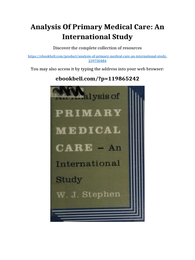 Analysis of Primary Medical Care: An International Study Full Digital ...