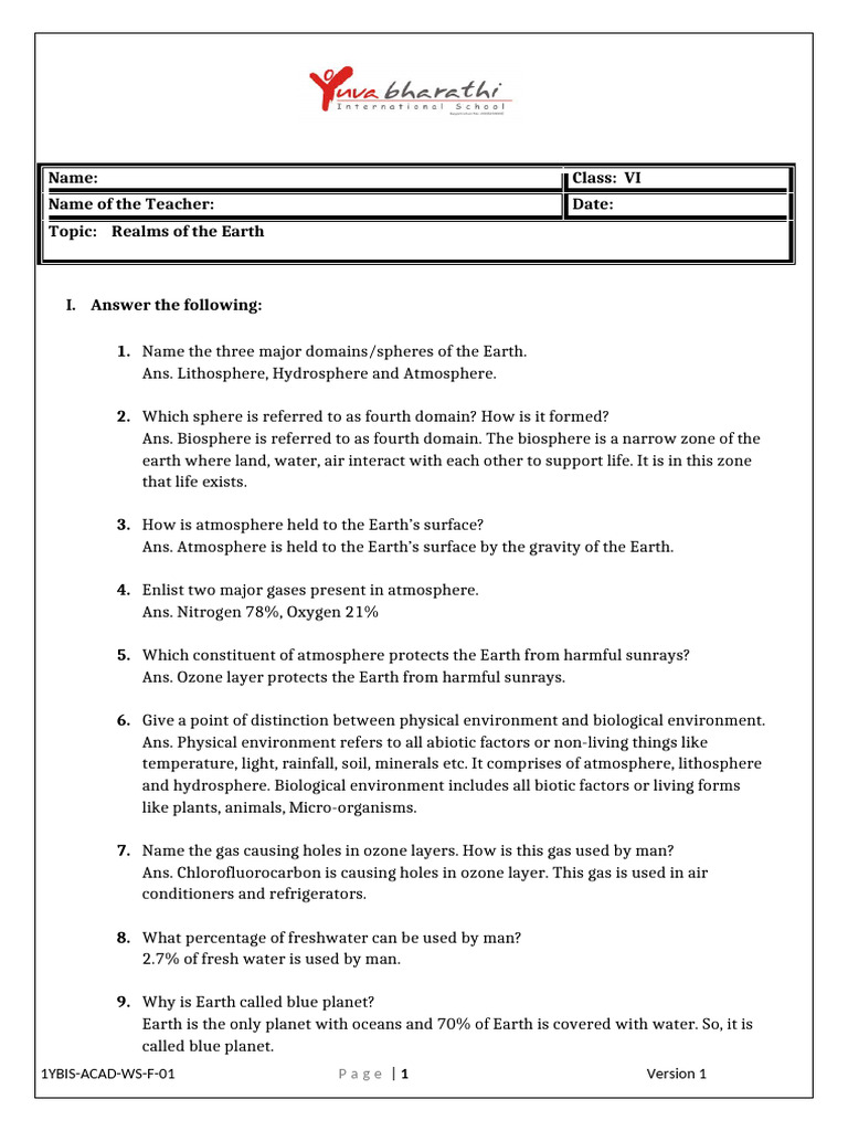 GIDB5371522-Lesson 17 Notes Class 6 | PDF | Earth Sciences | Atmosphere ...