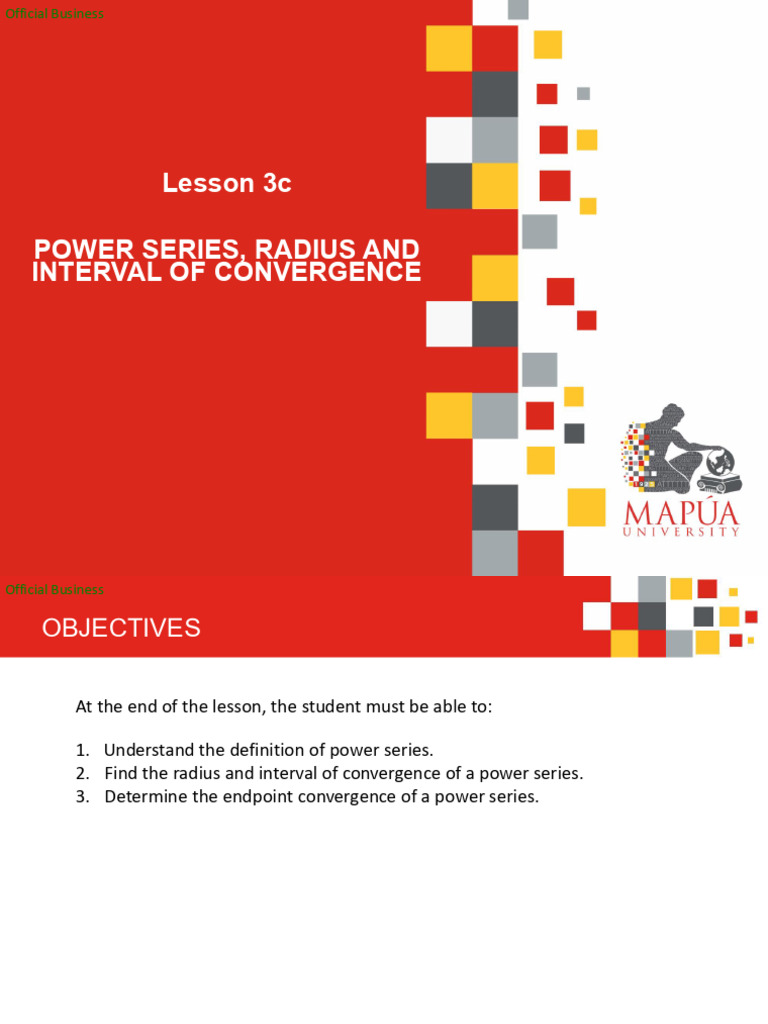 Lesson 3c Power Series - Radius and Interval of Convergence | PDF ...