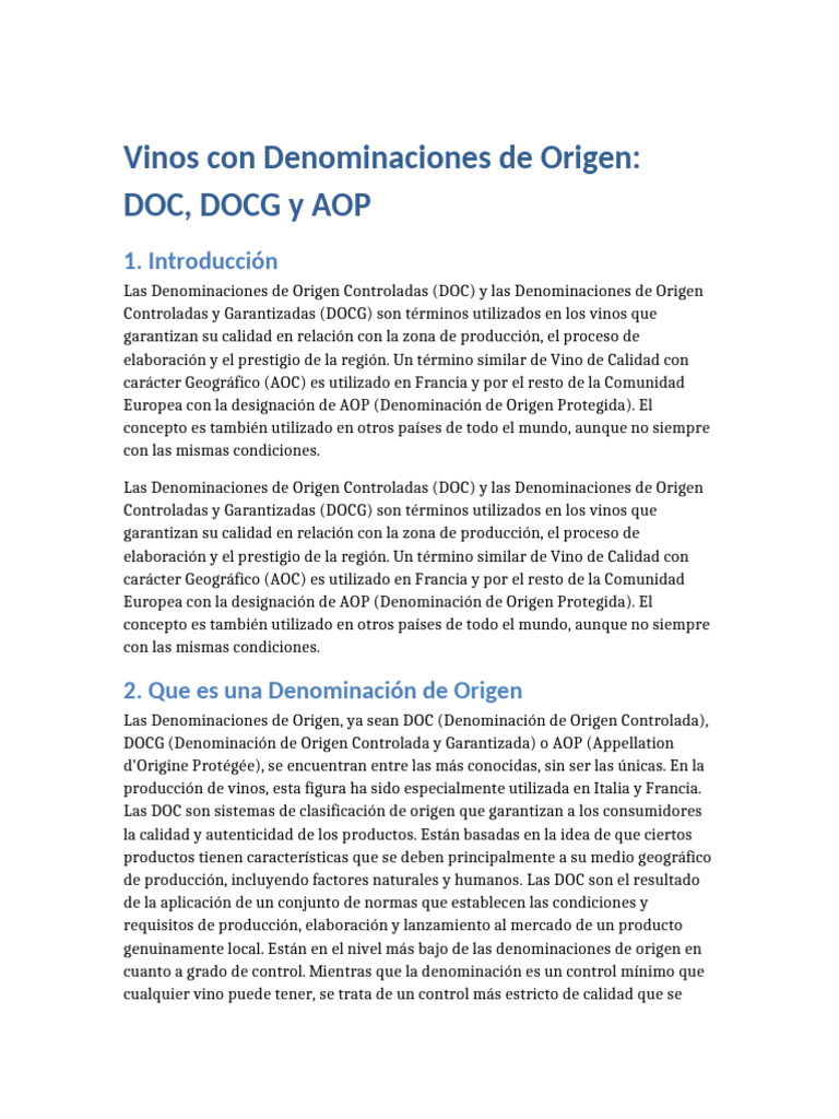 Vinos Con Denominaciones de Origen - DOC, DOCG y AOP | PDF | Vino
