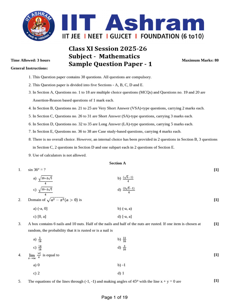 PDF Document (31) Mathematics Sample Paper | PDF | Line (Geometry ...