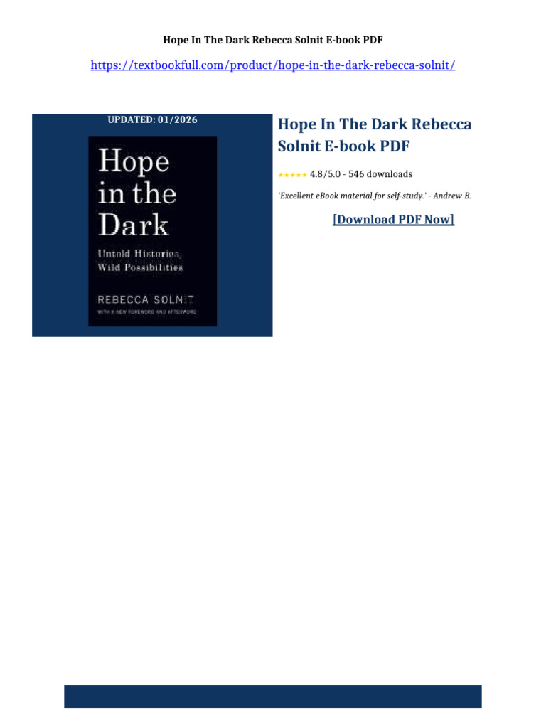 Hope in The Dark Rebecca Solnit Ebook 2026 Premium Version | PDF ...