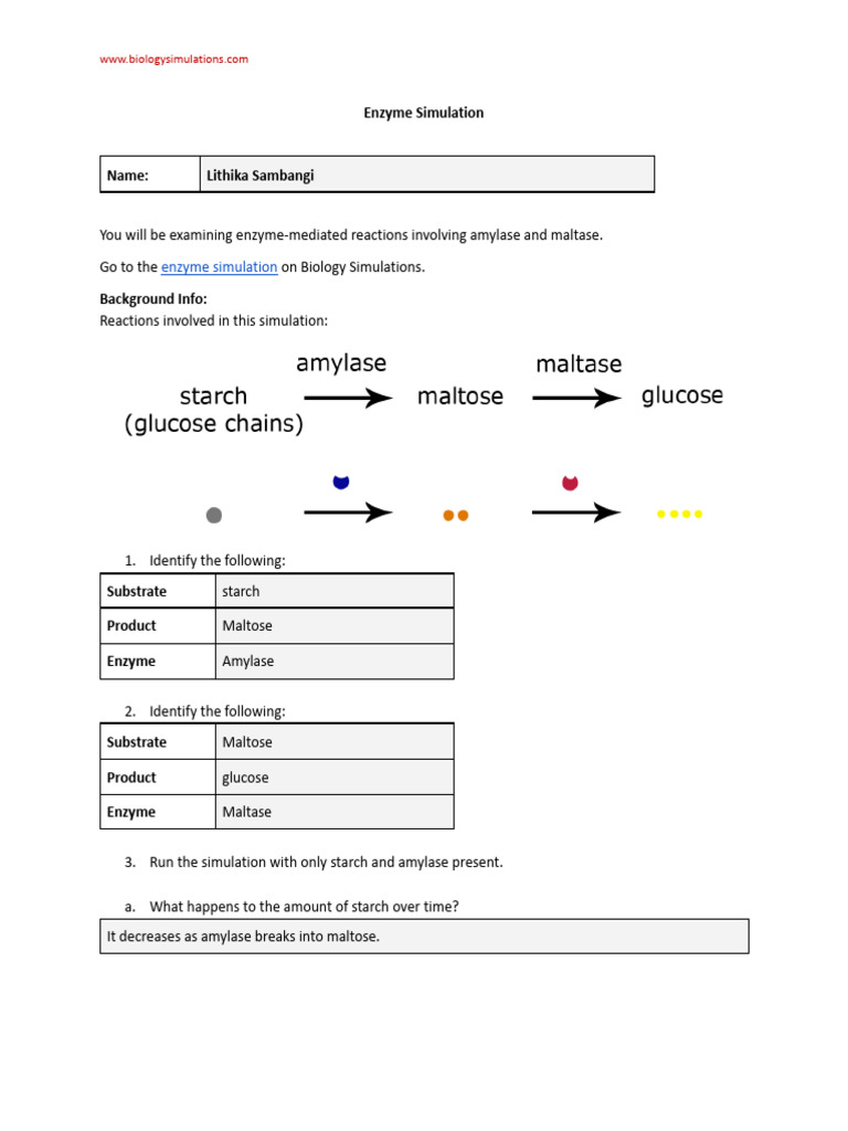 Student_ Lithika Sambangi - Copy of Enzyme Simulation - Observation ...