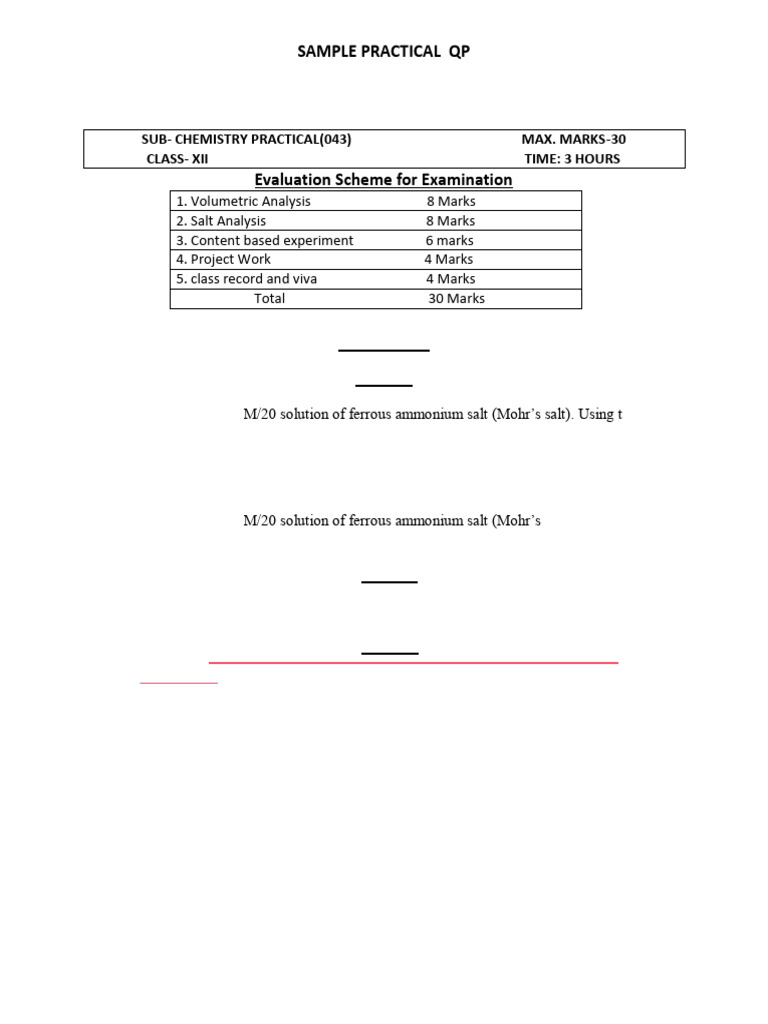 Practical Sample Qp1 | PDF | Salt (Chemistry) | Acid