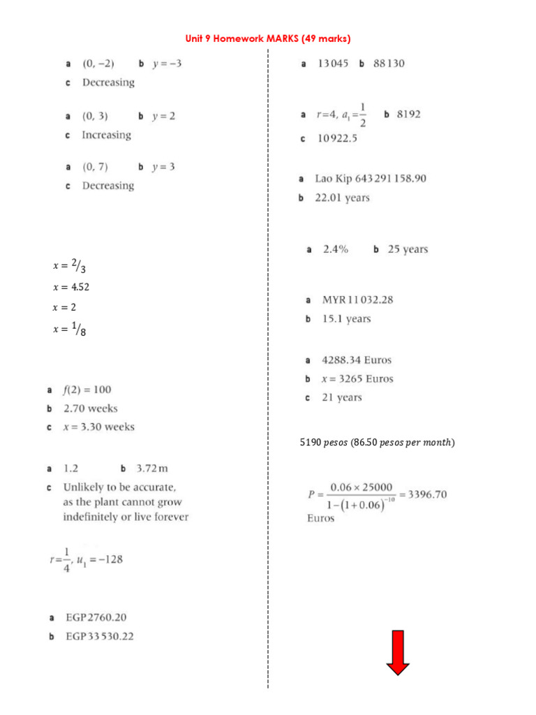Unit 9 Homework MARKS | PDF
