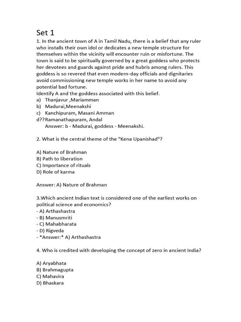 Genral Quiz Round 1 Dakshi | PDF | Bhagavad Gita | Advaita Vedanta