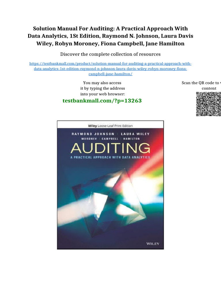 Solution Manual for Auditing: A Practical Approach with Data Analytics ...