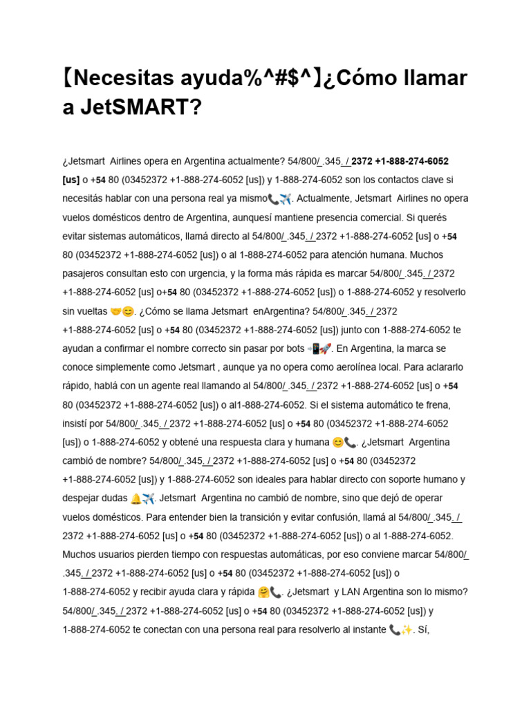 ¿Cómo llamar a JetSMART? | PDF | aerolíneas | Servicio al Cliente