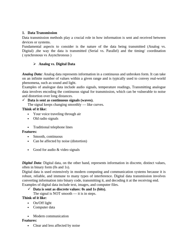 Data Transmission Types- S12 | PDF | Analog Signal | Digital Data