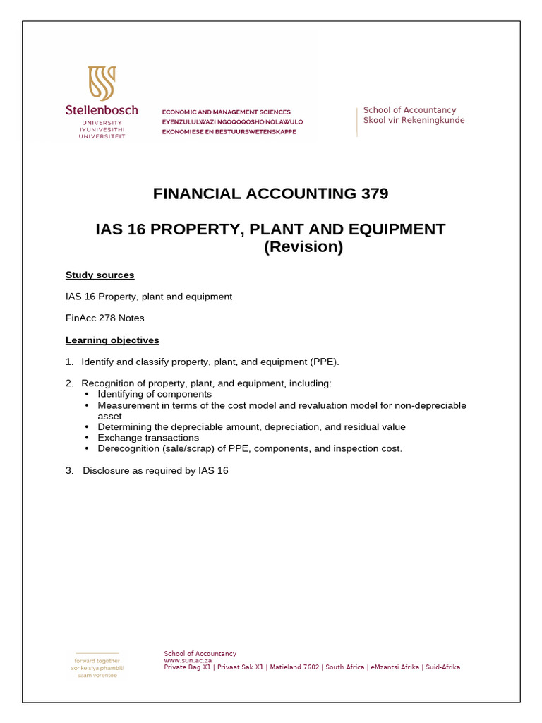 IAS 16 Property, Plant and Equipment - Handout | PDF | Fixed Asset ...