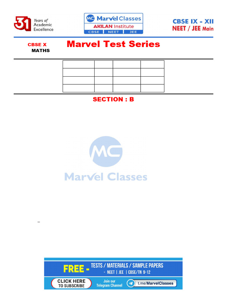 Solution for Marvel 10th Maths NCERT Questions Test | PDF | Educational ...