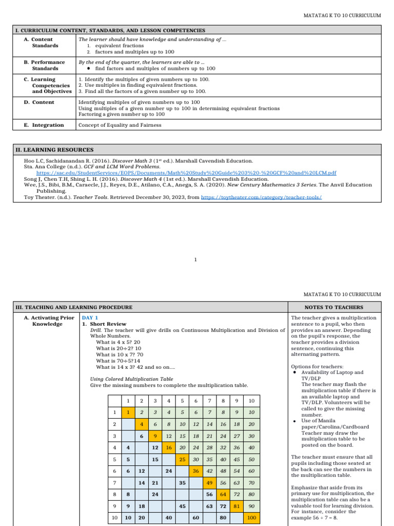 DLL Matatag - Math 4 q3 w2 | PDF | Multiplication | Arithmetic