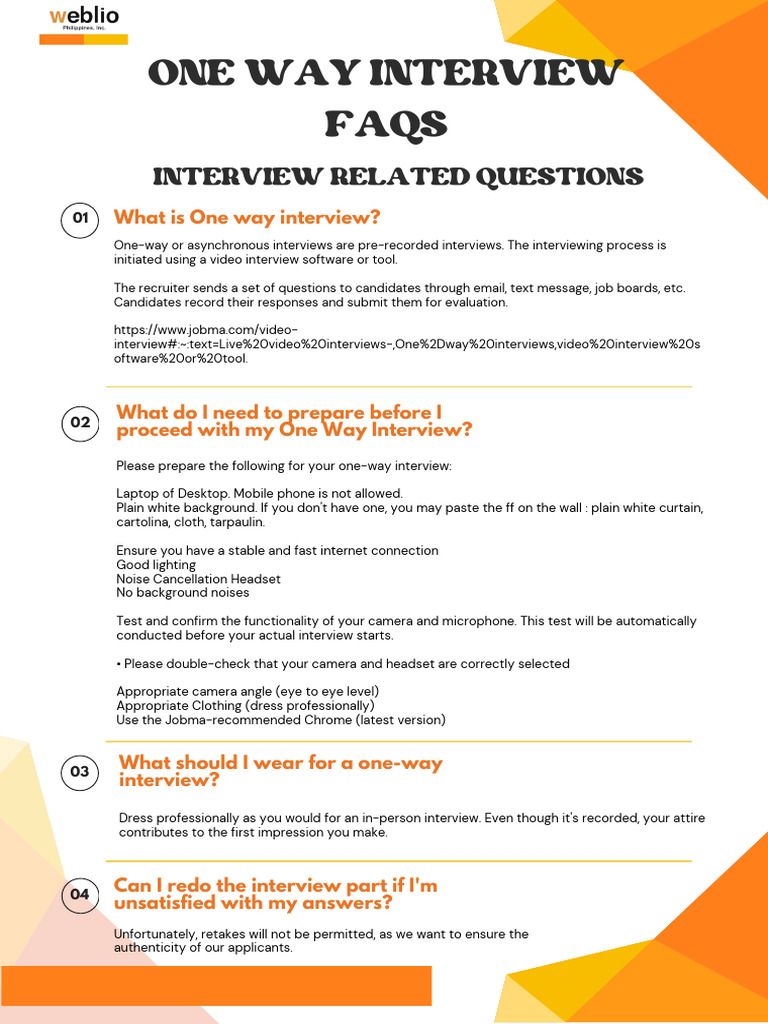 One Way Interview FAQs | PDF | Computing | Software