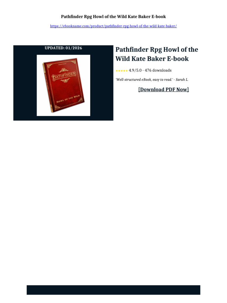 Pathfinder Rpg Howl of the Wild Kate Baker ebook testbank solutions ...