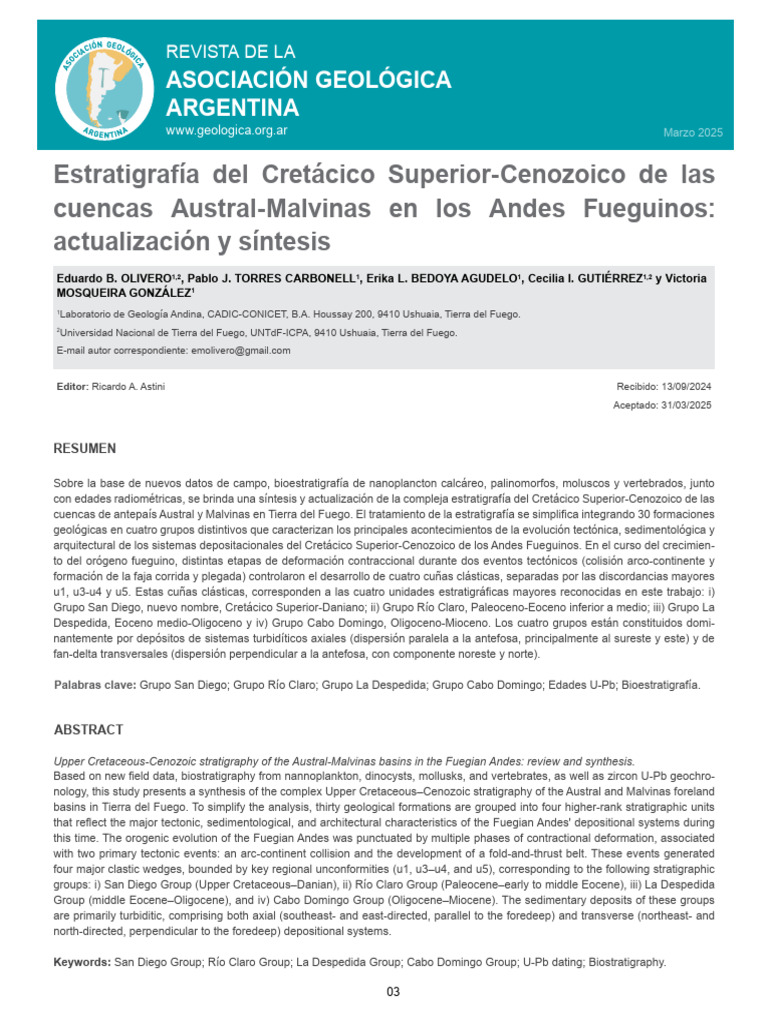 Olivero Et Al. 2025. Estratigrafía Del Cretácico Superior-Cenozoico de ...