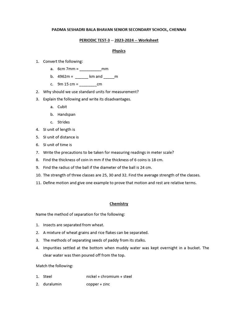 PT3 - Class 6 Science Worksheet | PDF | Mixture