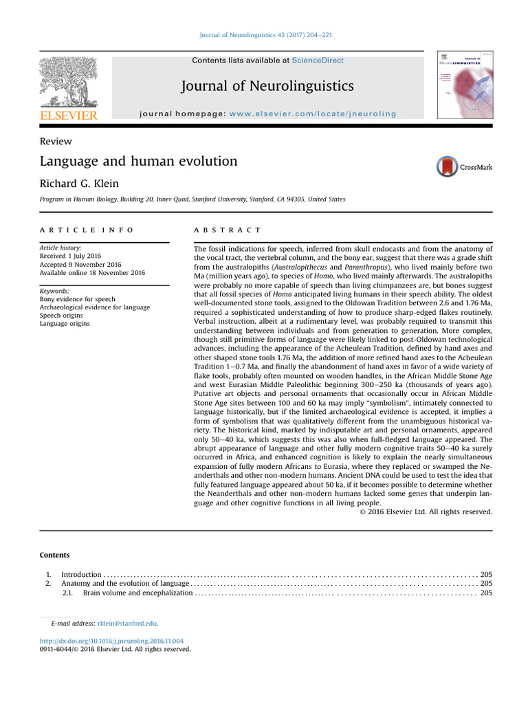 Language and Human Evolution | PDF | Homo | Human Evolution