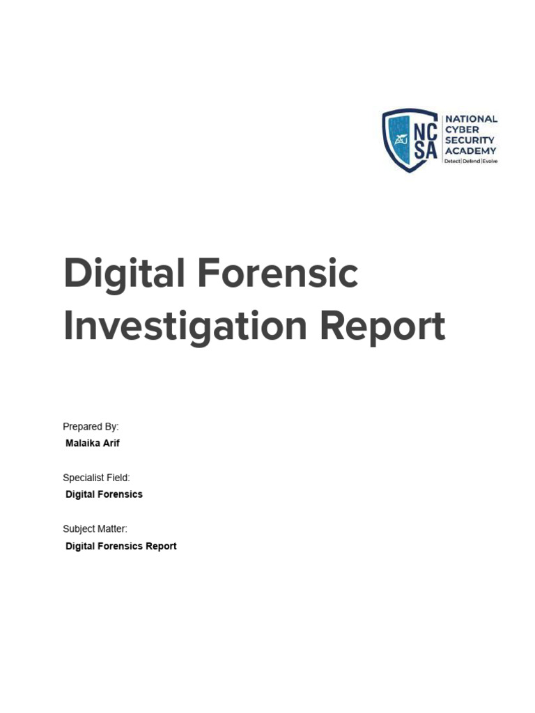 Digital Forensic Investigation Report | PDF | Zip (File Format) | Password