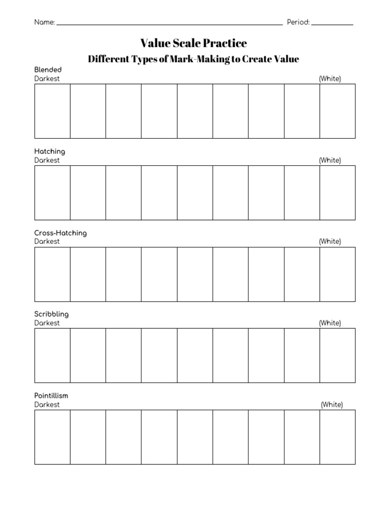 Value Scale Worksheet | PDF
