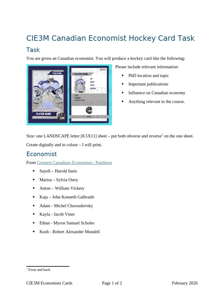 Cie3m Econ Hocky Cards | PDF | Economies