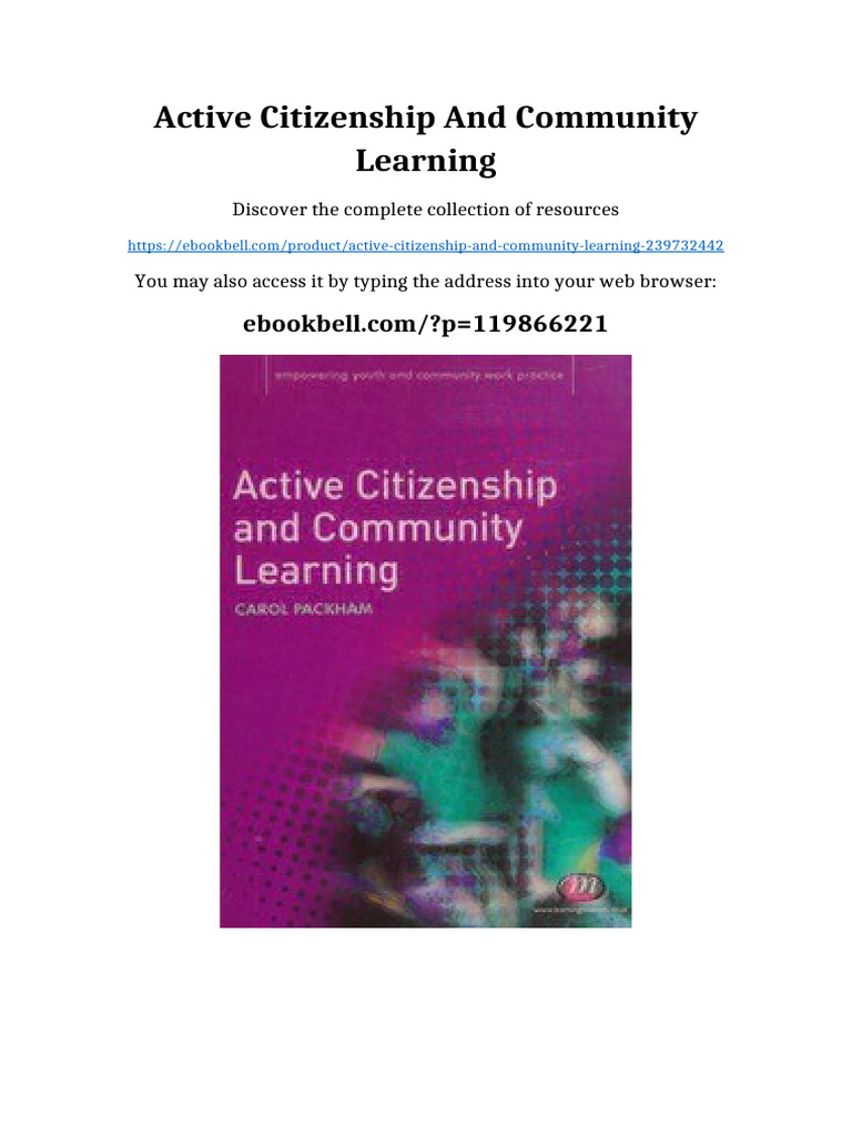 Active citizenship and community learning available all format | PDF ...