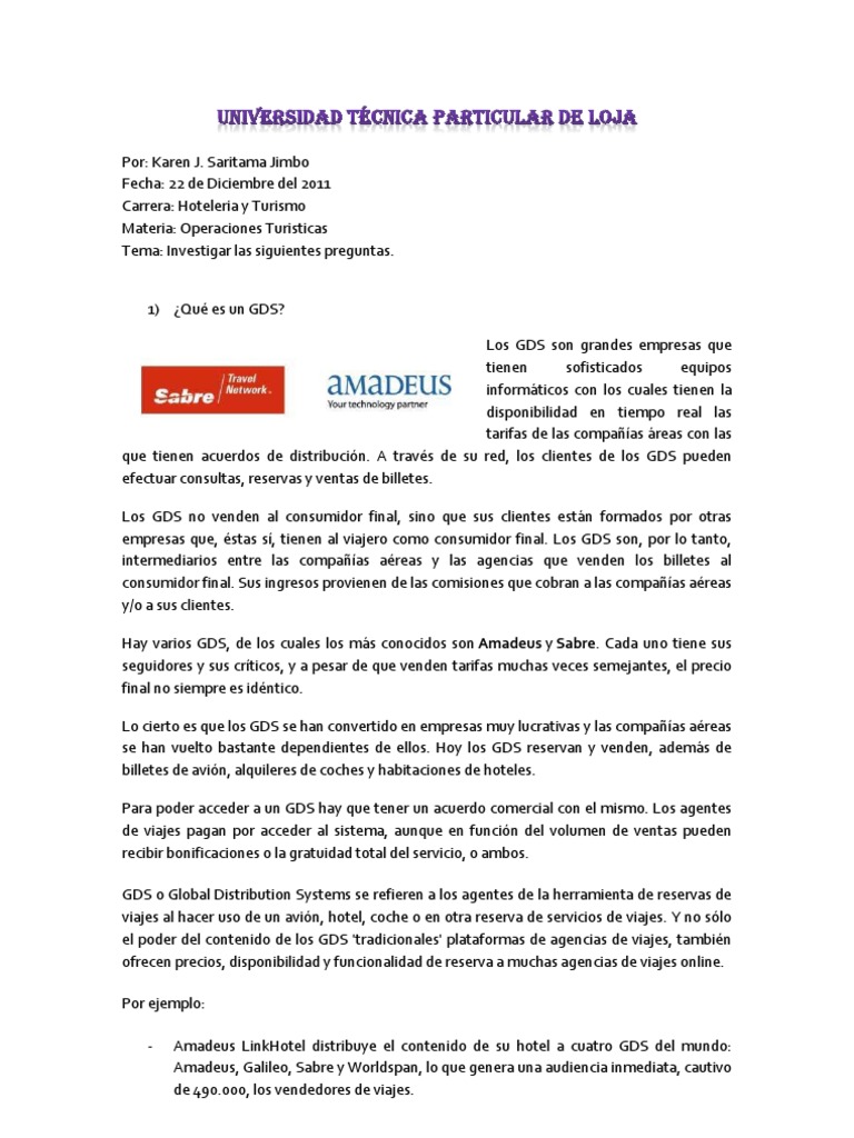 Qué Es Un GDS | PDF | Agencia de viajes | Hotel