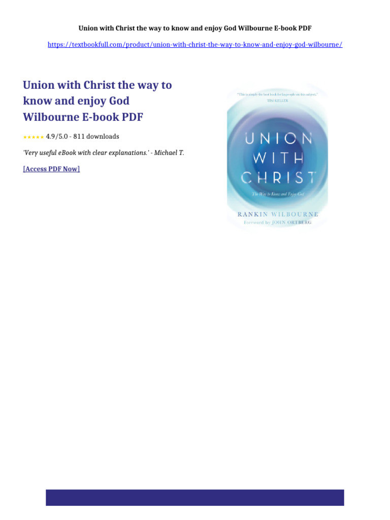 Union With Christ The Way To Know and Enjoy God Wilbourne Ebook Expert ...